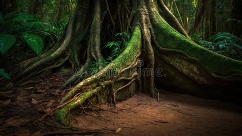 A Large Tree That Is Growing In The Middle Of A Forest Stock Illustration Illustration Of