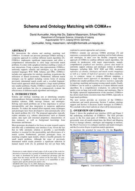 Pdf Schema And Ontology Matching With Coma