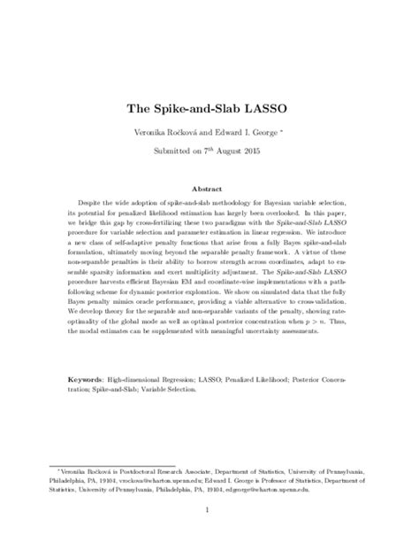 Pdf The Spike And Slab Lasso