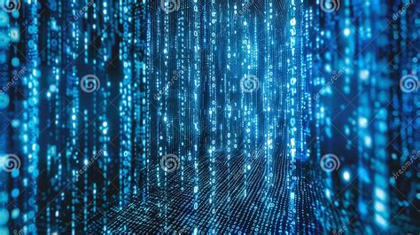 Blurred Digital Binary Code Technology Computer Background Stock