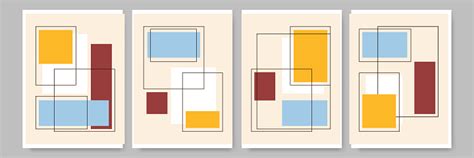 현대 추상 기하학적 포스터 커버 최소한의 복고풍 보호 바우 하우스 구성은 디자인을 형성합니다 다채로운 기하학적 배경 벡터
