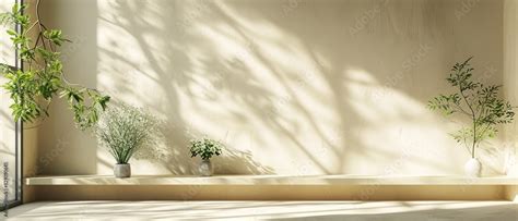 Minimalistic Abstract Gentle Light Beige Background For Product Presentation With Light Andand