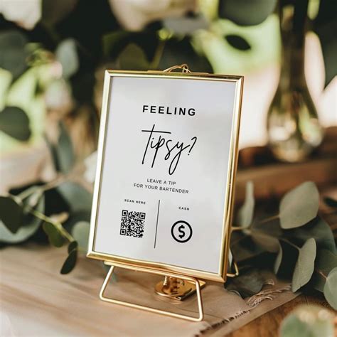 Modern Minimalist Tip Your Bartender Sign Template QR Code Venmo