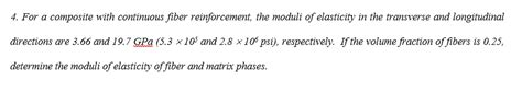 Solved For A Composite With Continuous Fiber Chegg Com
