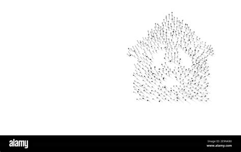 3d Rendering Of Nails In Shape Of Symbol Of House With Radiation Symbol