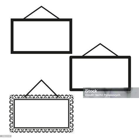 액자를 매달아 놓습니다 간단한 프레임 모양 장식용 사각형 윤곽선 벡터 일러스트 레이 션 0명에 대한 스톡 벡터 아트 및 기타 이미지 Istock