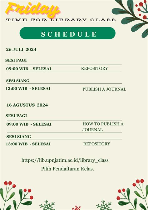 Jadwal Library Class Perpustakaan