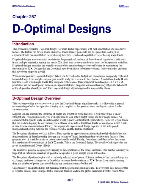 d optimal designs pdf regression analysis experiment