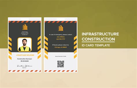 Free Construction Id Card Templates Editable And Printable