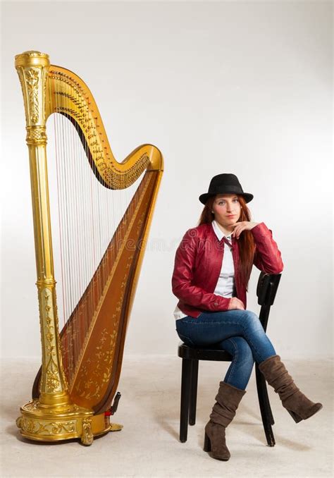 Woman With Musical Instrument Stock Photo Image Of Chair Musician
