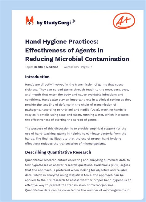 Hand Hygiene Practices Effectiveness Of Agents In Reducing Microbial Contamination Free Essay