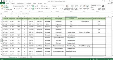 Figure A Example Of An Excel Workbook Showing Location Of The Spring Download Scientific
