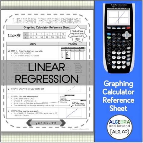 Linear Regression Ti 84 Graphing Calculator Reference Sheet And Practice Linear Regression Ti 84 Graphing Calculator Reference Sheet And Practice