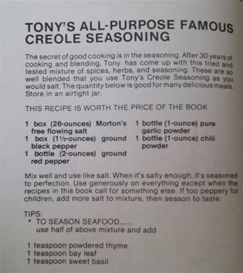 Homemade Tonys All Purpose Famous Creole Seasoning