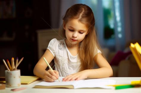 写作业的小女孩高清图片下载 正版图片600177324 摄图网
