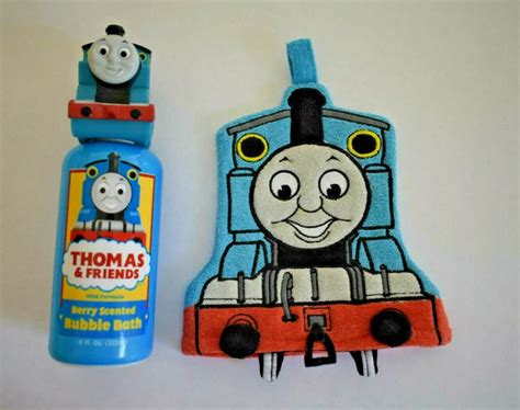 Thomas And Friends Bubble Bath Empty Bottle Wtoy Cap Bath Mitt Book Mark Used 1999