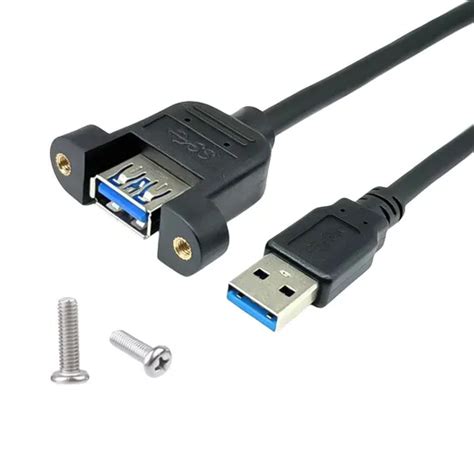 USB Male To Female Extension Cable With Ear Panel Baffle Connecting Cable USB Black Data