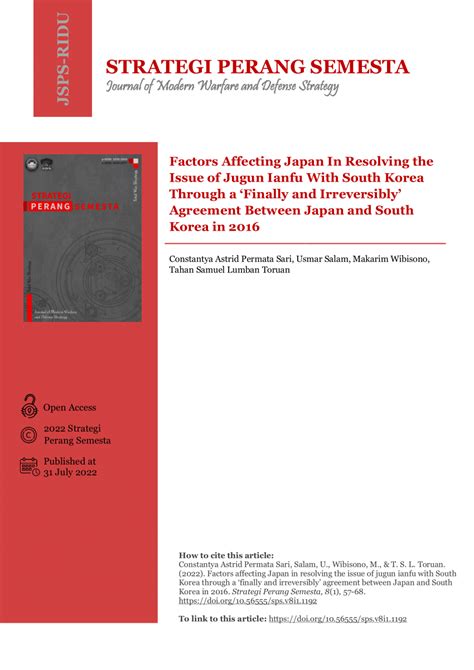 Pdf Factors Affecting Japan In Resolving The Issue Of Jugun Ianfu