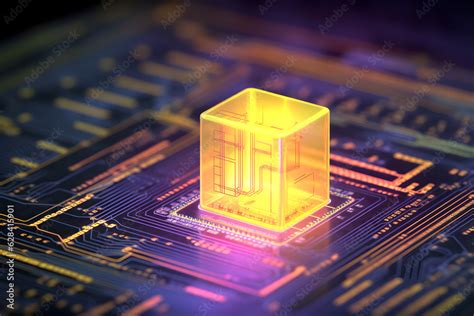 Data Storage Cube Between Neon Pathways Quantum Computing Database