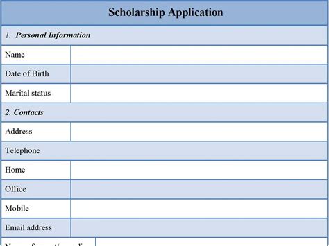 Sample Scholarship Application Form Editable Pdf Forms