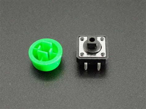 Tactile Momentary Pushbutton Green 12mm 5 Pack Protosupplies