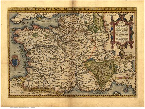 France 1570 Ortelius Old Map Reprint World Old Maps