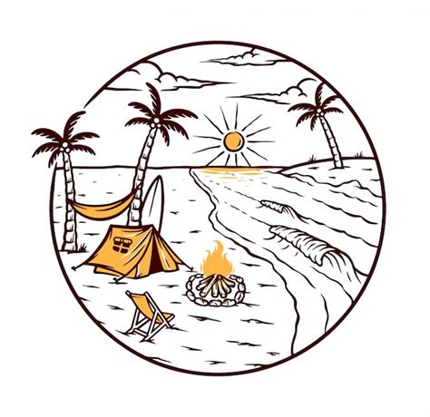 Premium Vector Camping On A Beautiful Beach