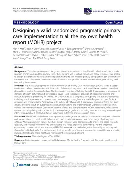 Pdf Designing A Valid Randomized Pragmatic Primary Care Implementation Trial The My Own