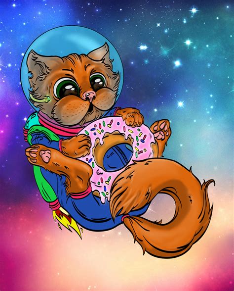 Иллюстрация Галактический котик в стиле 2d Cg компьютерная