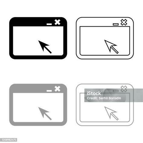 화살표와 창 응용 프로그램 브라우저 개념 웹 페이지 아이콘 개요 설정 검은 회색 색상 벡터 일러스트 플랫 스타일 이미지 0명에 대한 스톡 벡터 아트 및 기타 이미지 Istock