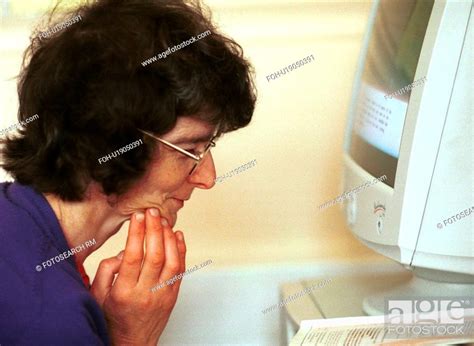 Older Computer Person Technology People Woman Stock Photo Picture And Rights Managed