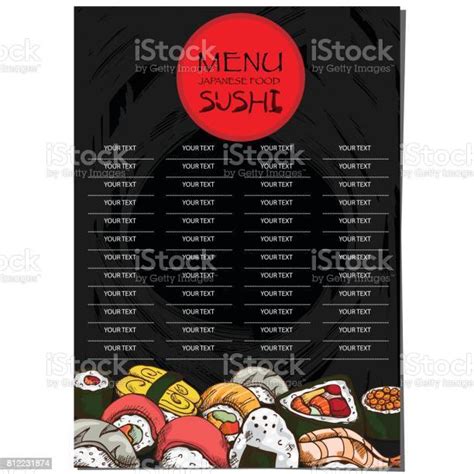메뉴 일식 레스토랑 템플릿 디자인 핸드 그래픽을 그리기 0명에 대한 스톡 벡터 아트 및 기타 이미지 0명 디자인 레스토랑 Istock
