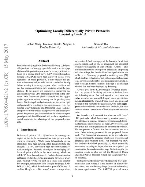 Pdf Optimizing Locally Differentially Private Protocols