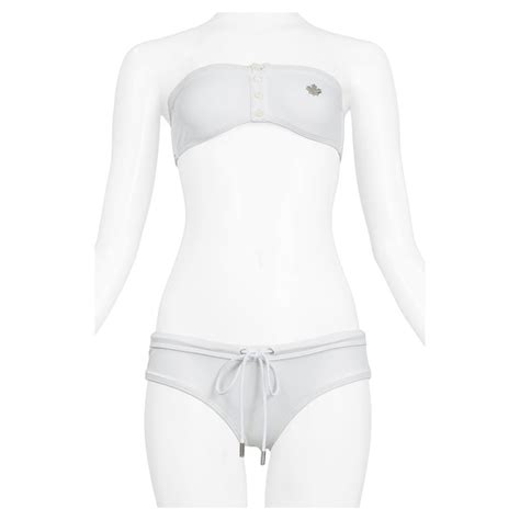 Dsquared White Button Front Bikini For Sale At 1stdibs
