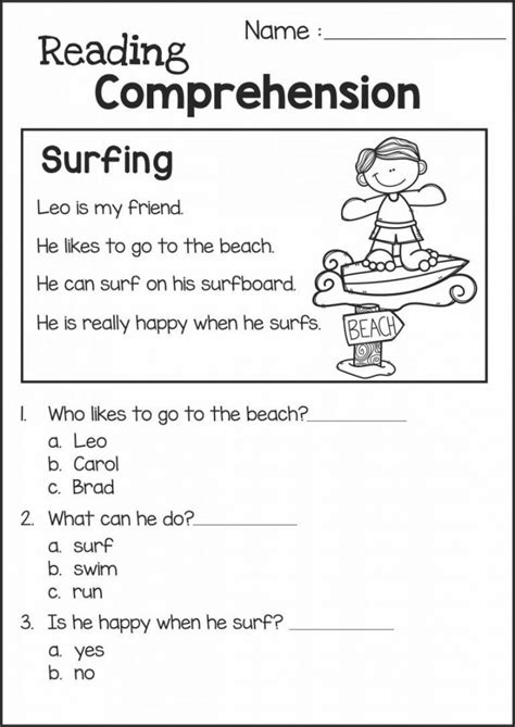 Reading Worksheet 2nd Grade Printable Pdf Template