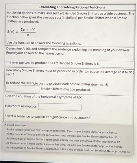 Solved Evaluating And Solving Rational Functions Mr Ewald