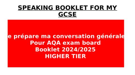 Aqa Gcse General Conversation Speaking Exam Teaching Resources