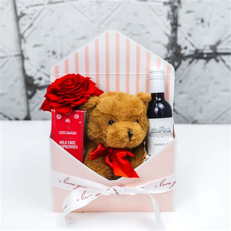 Love Message Box Red Rose And Teddy Bear T Box Brisbane