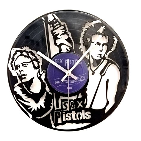 Sex Pistols Cut Vinyl Clock Retro Progression