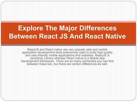 Reactjs Vs React Native Key Differences You Need To Know In 2023 Pdf