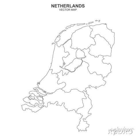 Political Map Of Netherlands Isolated On White Background • Wall Stickers Rotterdam Region