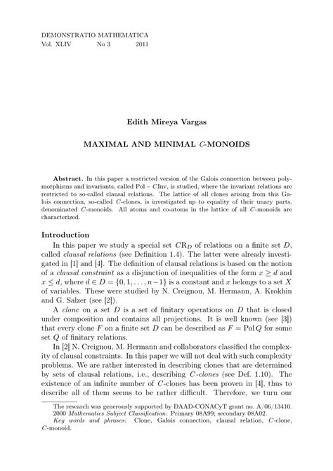 pdf maximal and minimal c monoids