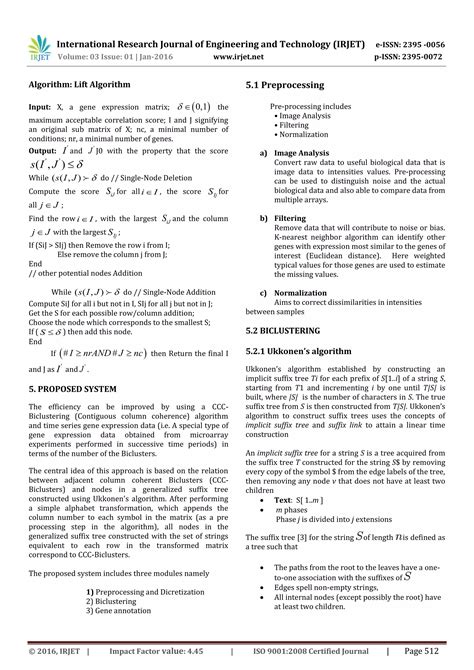 Ccc Bicluster Analysis For Time Series Gene Expression Data Pdf