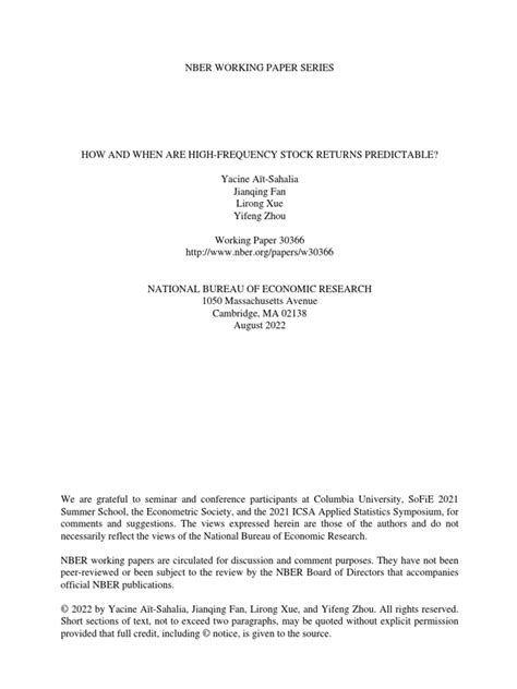 How And When Are High Frequency Stock Returns Predictable Pdf High