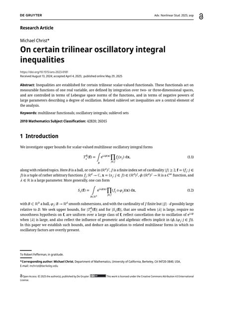 Pdf On Certain Trilinear Oscillatory Integral Inequalities