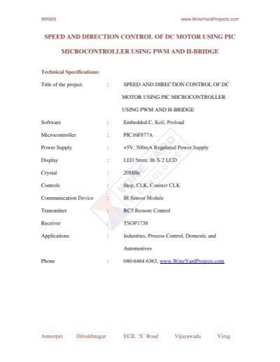 Speed And Direction Control Of Dc Motor Using Pic Microcontroller
