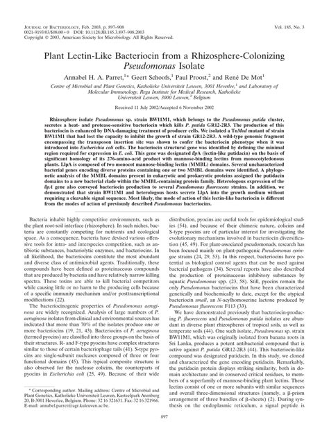 Pdf Plant Lectin Like Bacteriocin From A Rhizosphere Colonizing