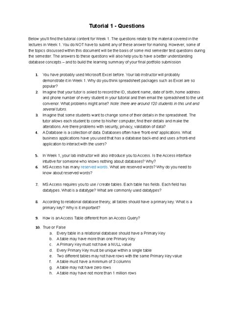 Topic 1 Lecture Tutorial Discussion Questions Tutorial 1 Questions Below Youll Find The