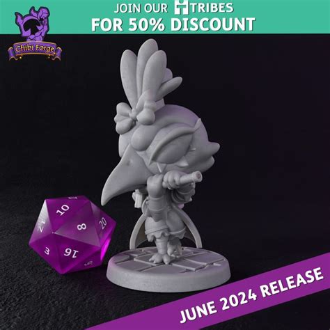 3d Printable Female Birdfolk Bard Chibi Forge By Titan Forge Miniatures