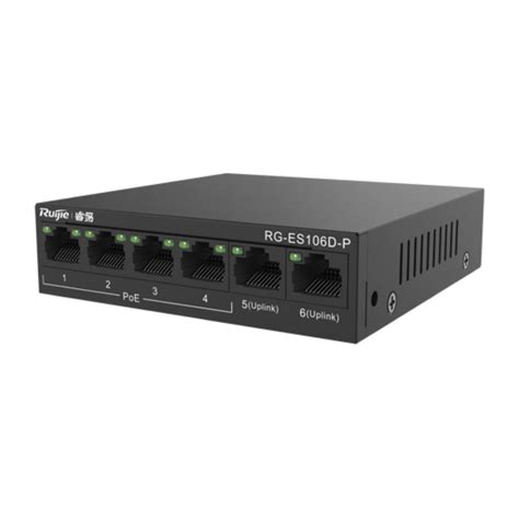 Switch 6 Port Ruijie Reyee Rg Es106d P 10 100 Fast Eth 2 Uplink 4 Port Poe 58w Tekno Merkezim